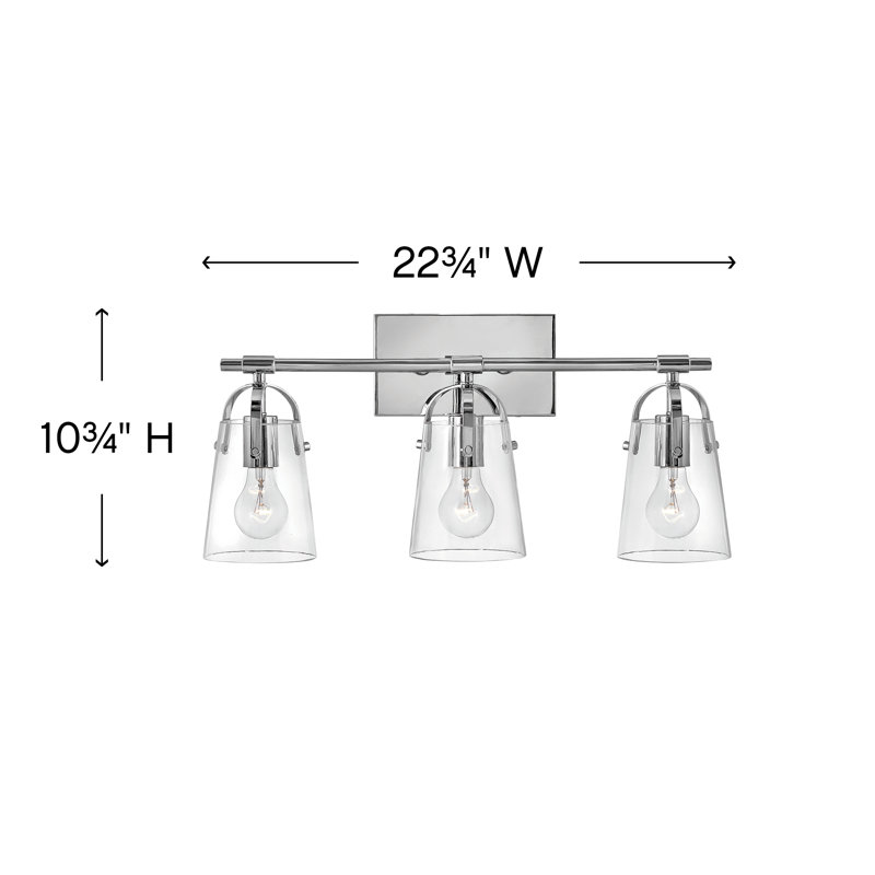 Hinkley Foster Three-Light Bath Vanity w/ Clear Glass Shades | Wayfair